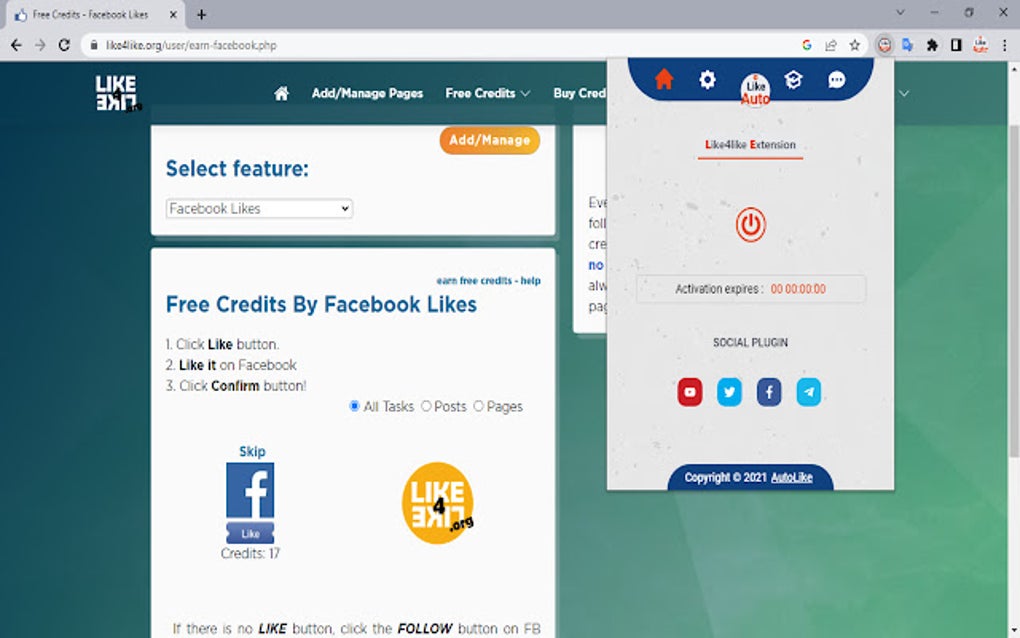 Auto Like Google Chrome 용 - 확장 프로그램 다운로드