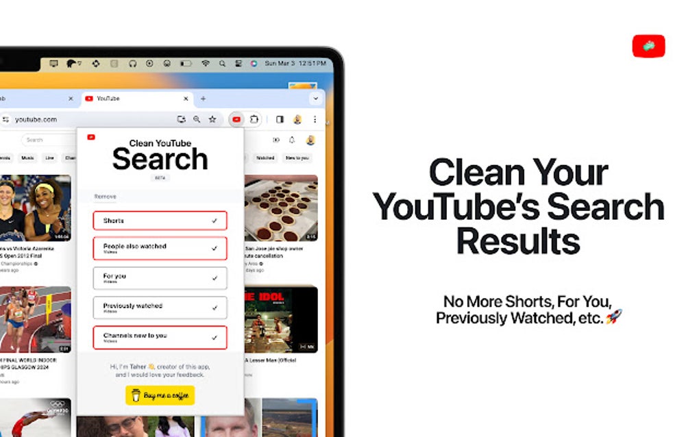 Clean YouTube Search para Google Chrome - Extensión Descargar