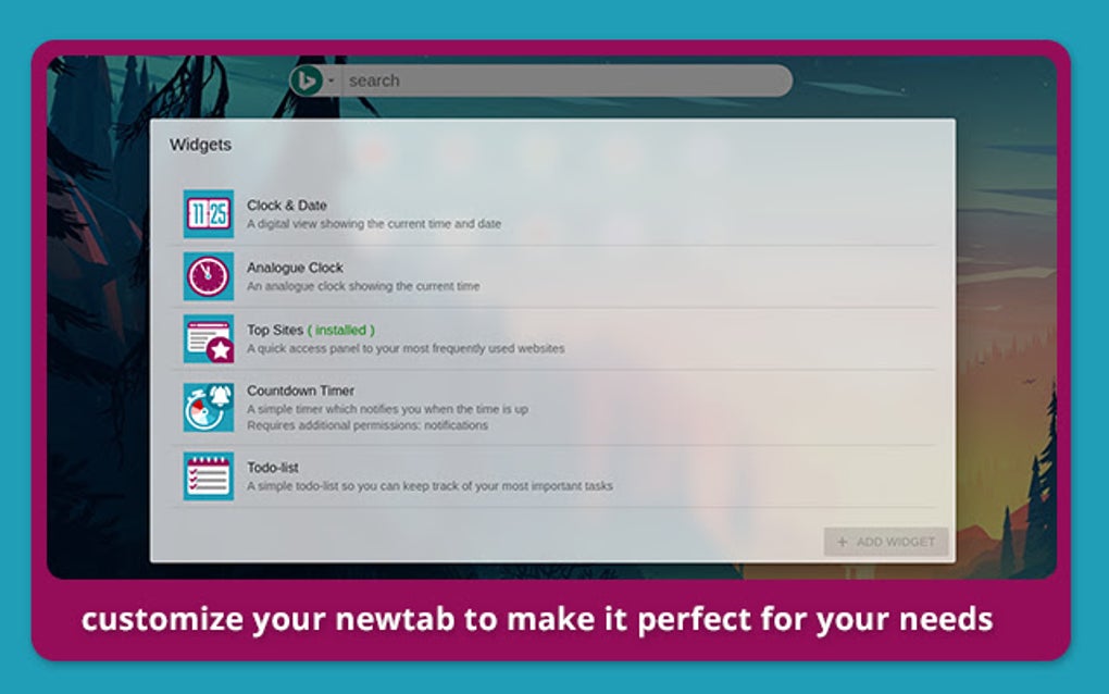 Widget NewTab for Google Chrome - Extension Download