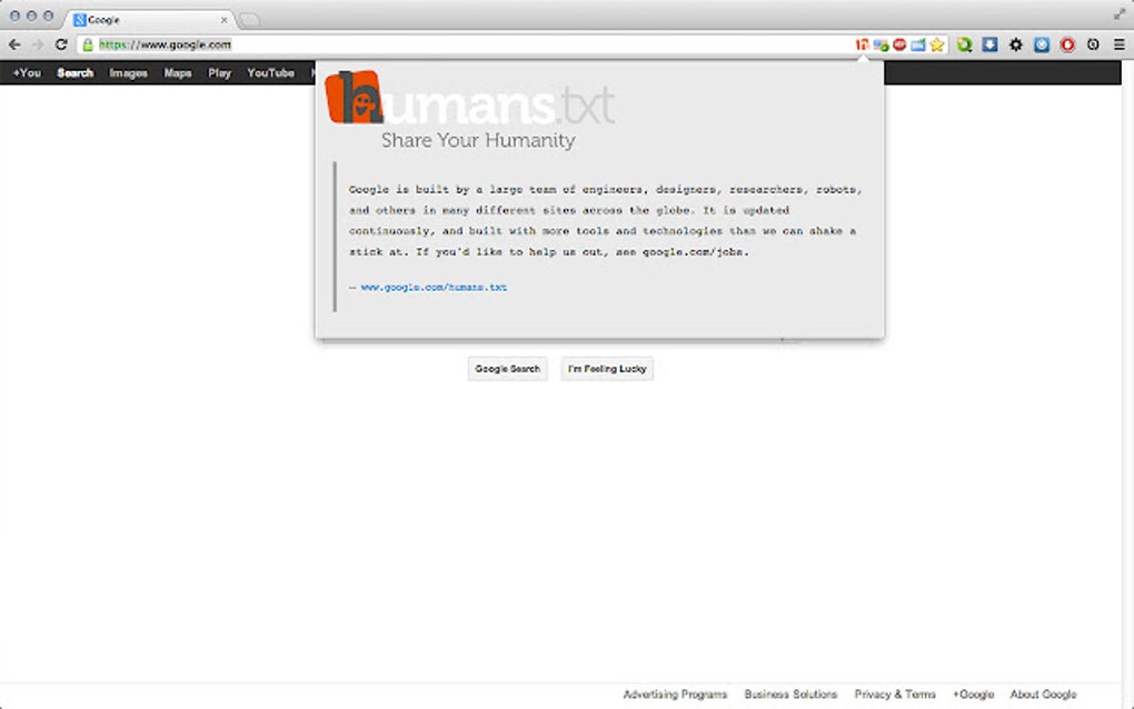 Humans.txt para Google Chrome - Extensión Descargar