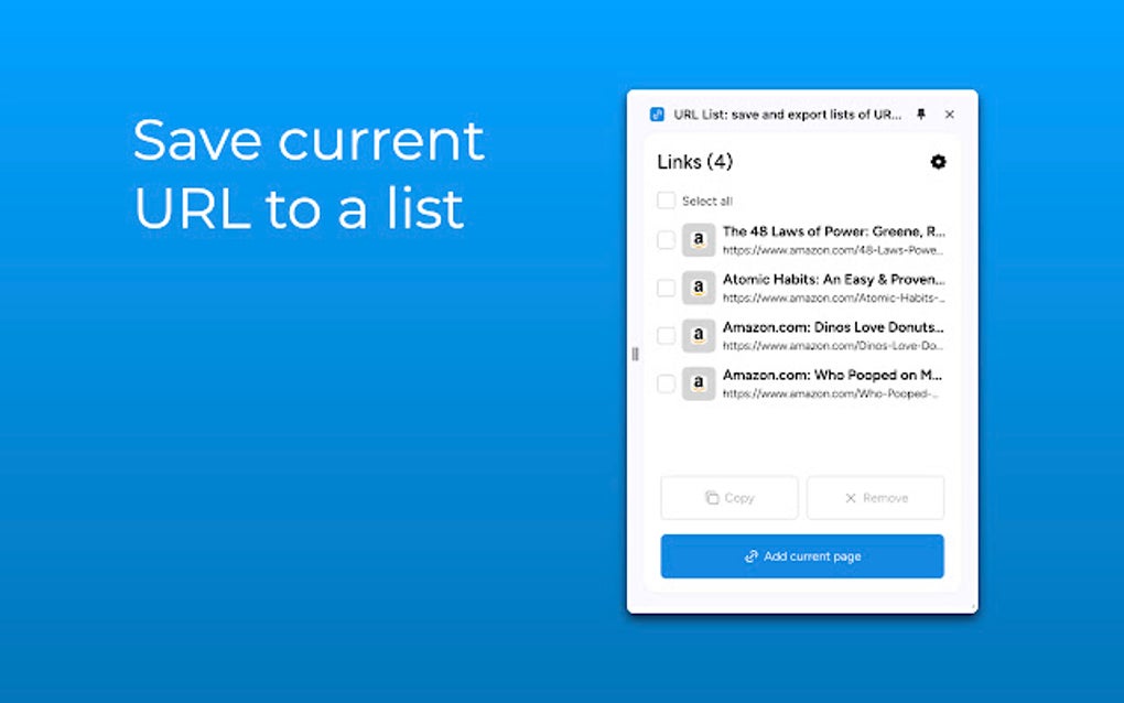 URL List – save and export lists of URLs Google Chrome 용 - 확장 프로그램 다운로드
