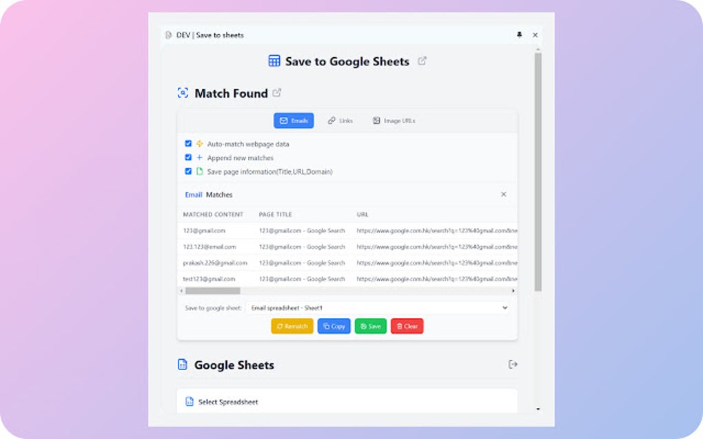 Save to sheets สำหรับ Google Chrome - ส่วนขยาย ดาวน์โหลด