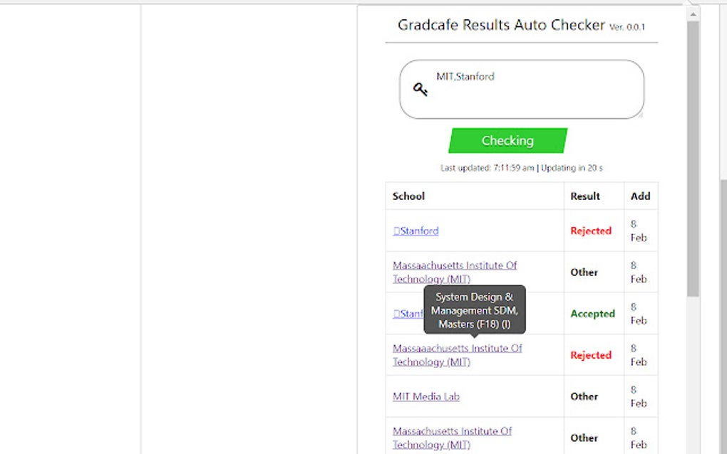 Gradcafe Auto Checker para Google Chrome - Extensión Descargar