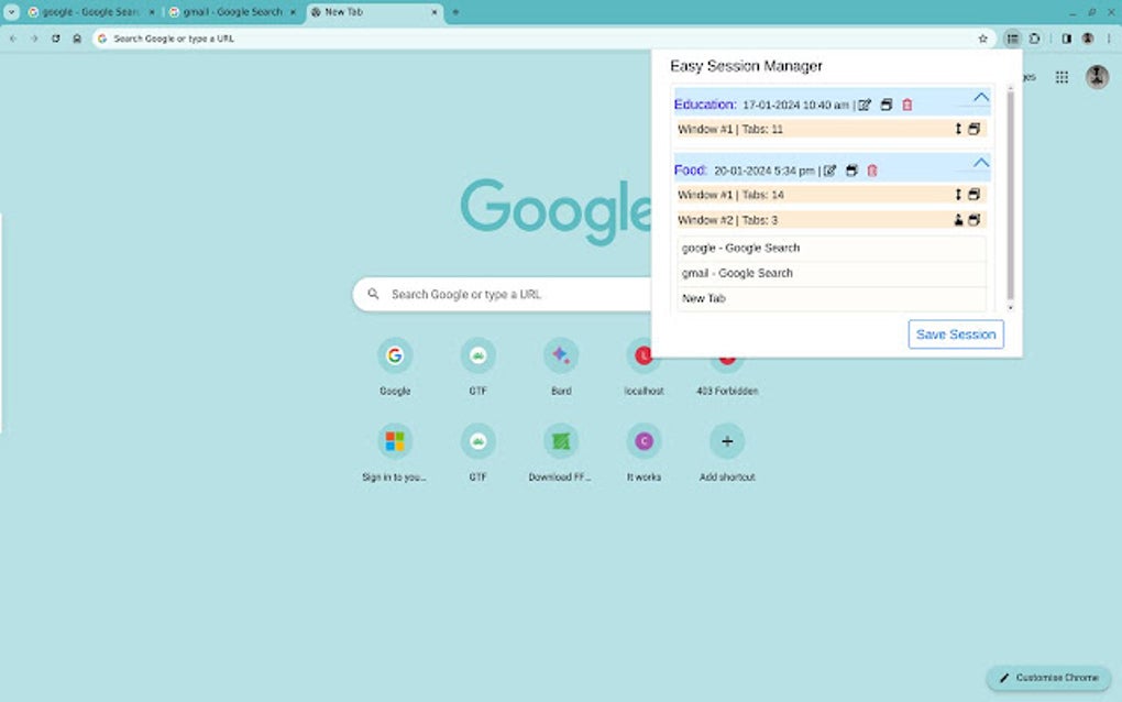Easy Session Manager for Google Chrome - Extension Download