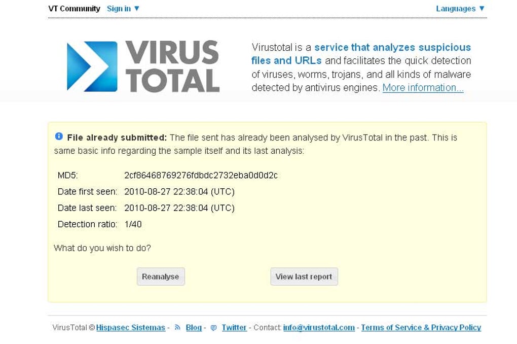VirusTotal Online