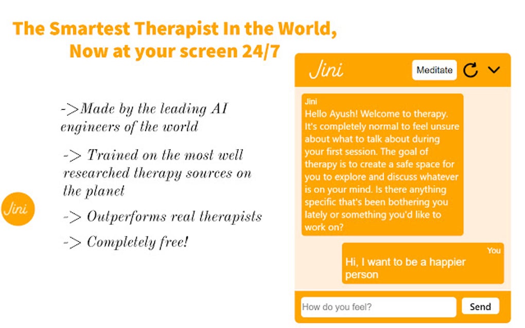 Jini Chat: AI Therapist for Google Chrome - 拡張機能 無料・ダウンロード