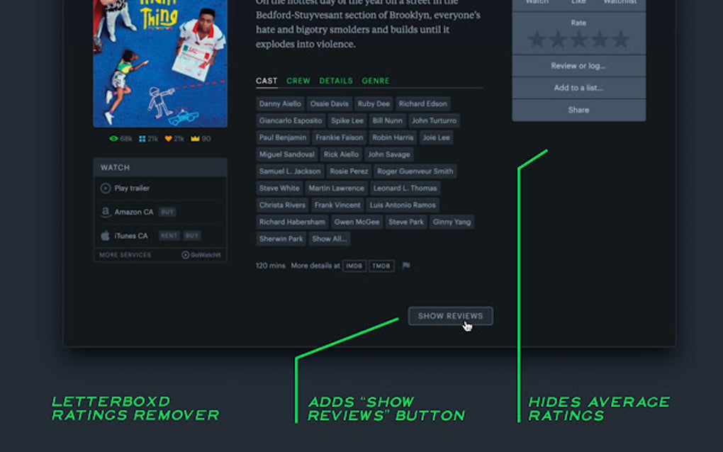 Letterboxd Ratings Remover for Google Chrome - Extension Download
