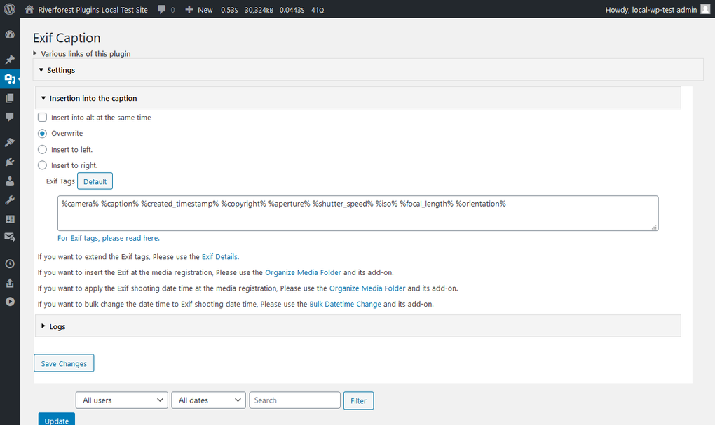 Exif Caption สำหรับ WordPress - ดาวน์โหลด