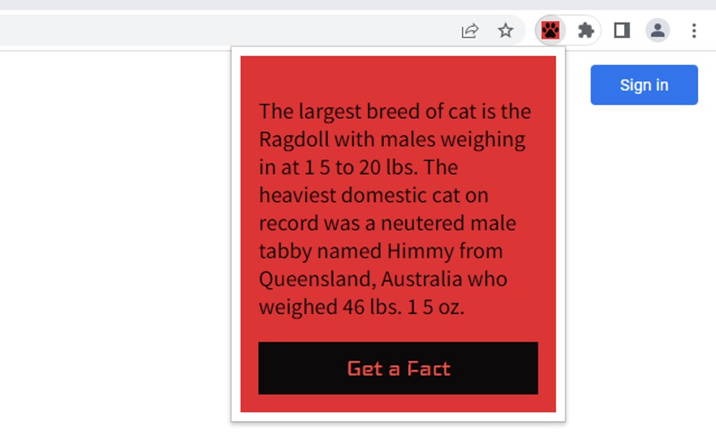 Cat Facts Google Chrome 용 - 확장 프로그램 다운로드