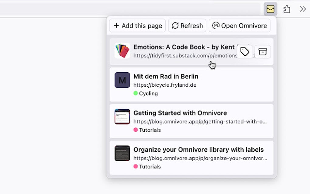 Omnivore List Popup for Google Chrome - Extension Download