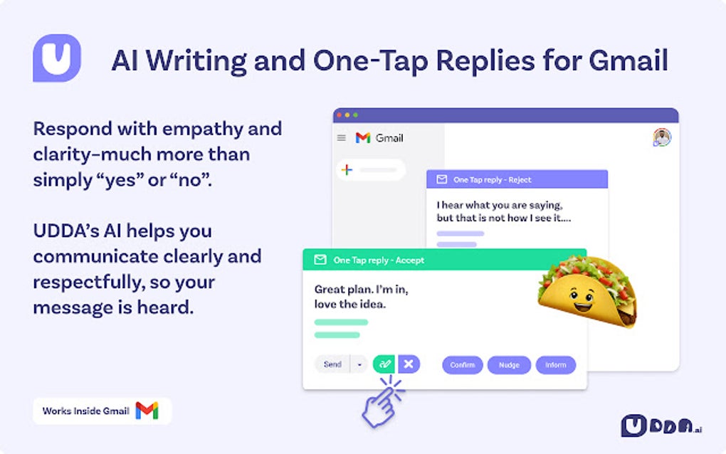 UDDA: AI Writing and One-Tap Replies for Gmail para Google Chrome ...