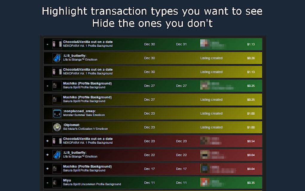 Steam Market History Plus for Google Chrome - Extension Download
