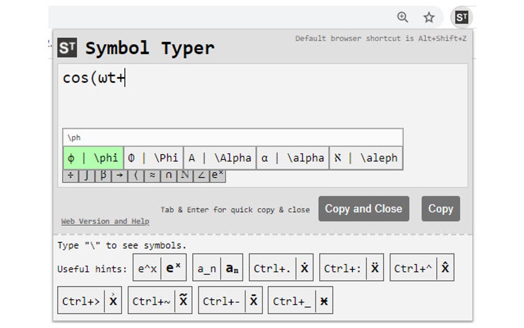Symbol Typer - Write Math and Symbols Easily cho Google Chrome - Tiện ...