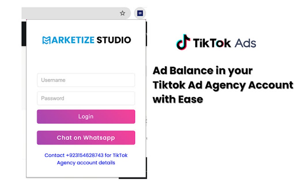 Marketize Studio - Tiktok Ads Balance para Google Chrome - Extensión Descargar