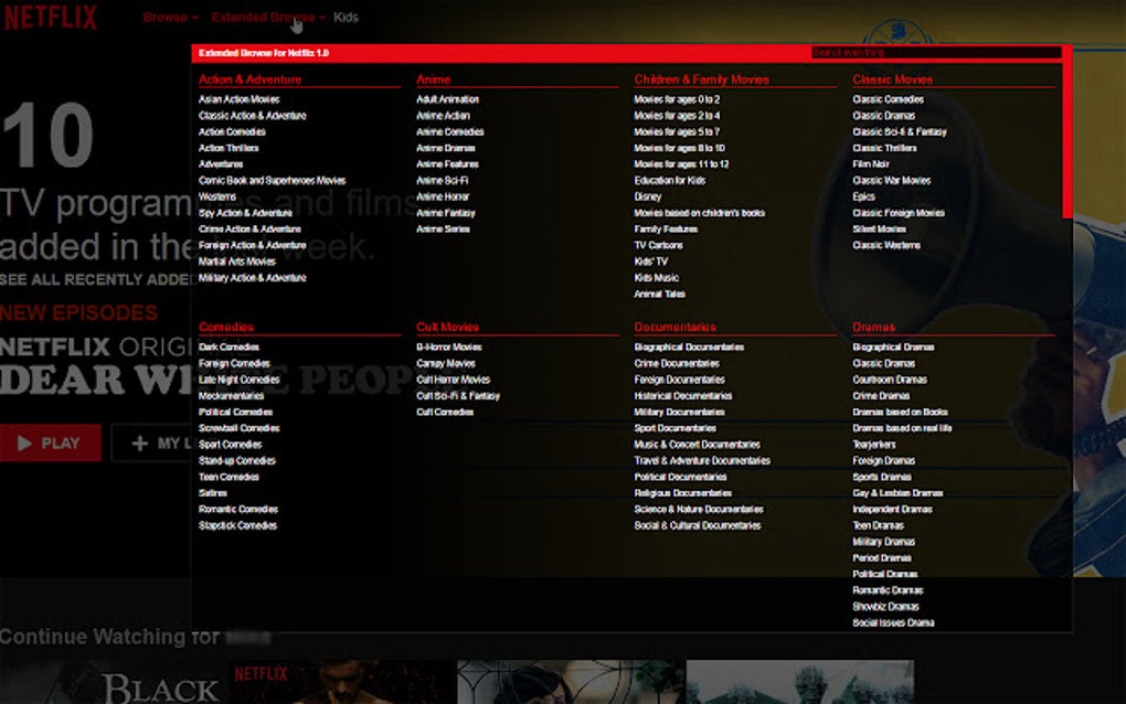 Extended Browse for Netflix Google Chrome 용 - 확장 프로그램 다운로드