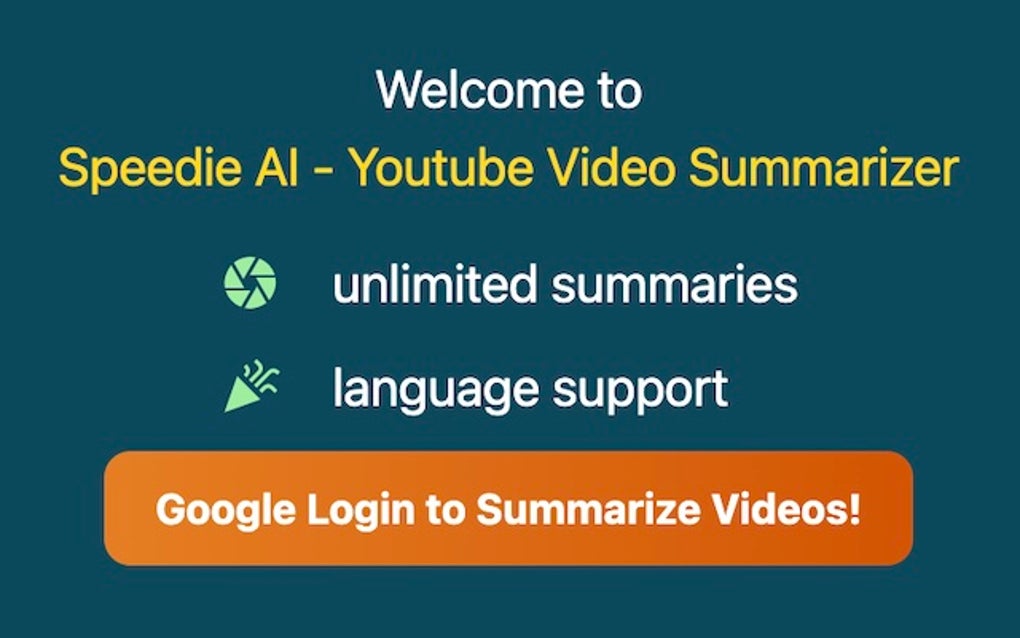 Speedie AI - Youtube Video Summary expert for Google Chrome - Extension Download