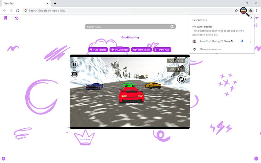 Snow Track Racing 3D Game New Tab for Google Chrome - Extension Download
