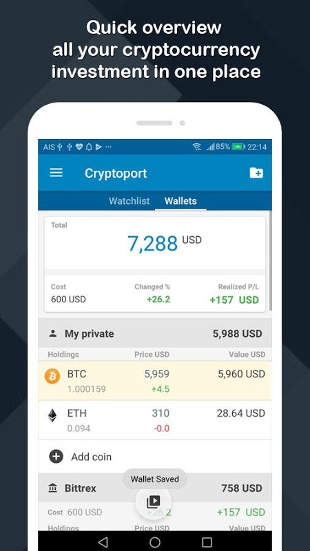 CryptoPort - Coin portfolio tracker APK для Android — Скачать