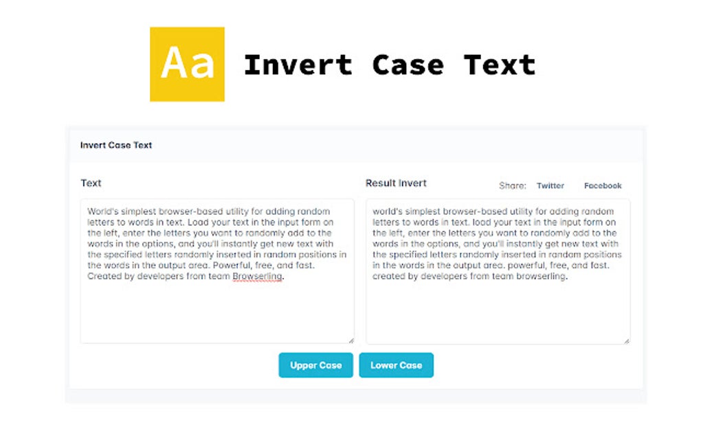 Invert Case Text สำหรับ Google Chrome - ส่วนขยาย ดาวน์โหลด