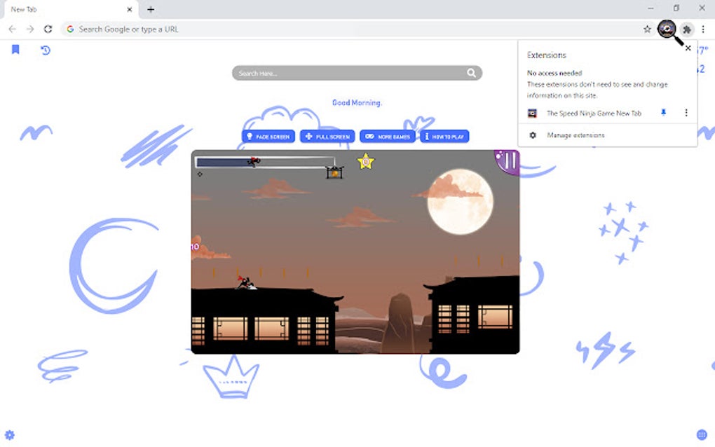 The Speed Ninja Game New Tab para Google Chrome - Extensão Download