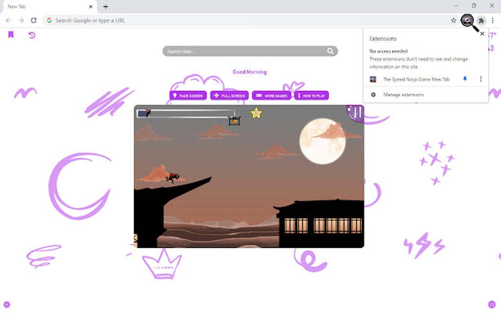 The Speed Ninja Game New Tab for Google Chrome - Extension Download