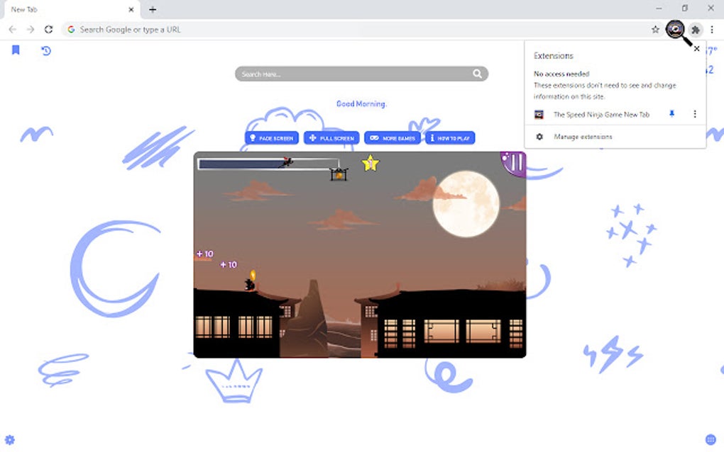 The Speed Ninja Game New Tab for Google Chrome - Extension Download