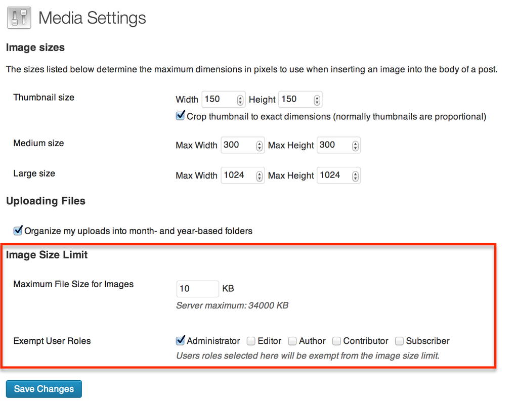 WP Image Size Limit for WordPress - Download