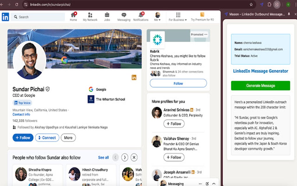 Mason - LinkedIn Outbound Message Assistant Google Chrome 용 - 확장 프로그램 다운로드