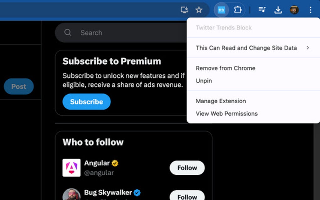 Twitter Trends Block para Google Chrome - Extensión Descargar