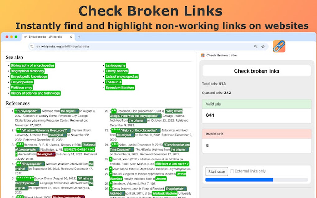 Check Broken Links สำหรับ Google Chrome - ส่วนขยาย ดาวน์โหลด
