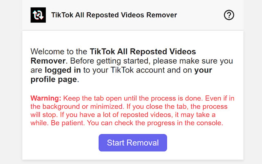 TikTok All Reposted Videos Remover for Google Chrome - Extension Download