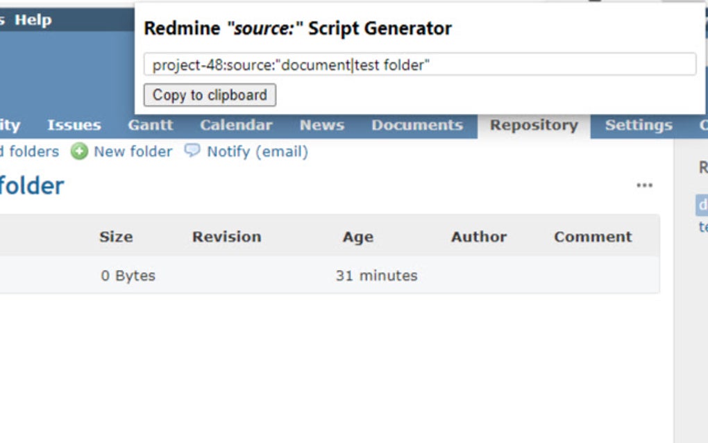 Redmine 'source:' Script Generator (HX Inc.) para Google Chrome - Extensión Descargar