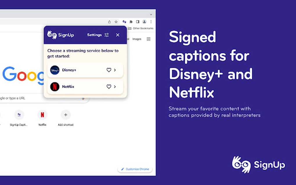 SignUp - Sign Language for Netflix & Disney+ for Google Chrome ...