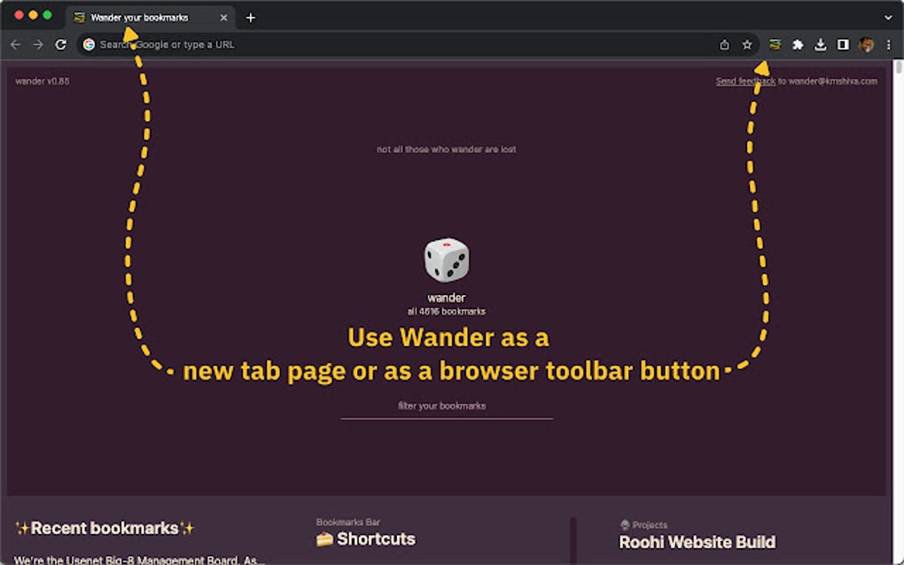 Wander your bookmarks for Google Chrome - Extension Download