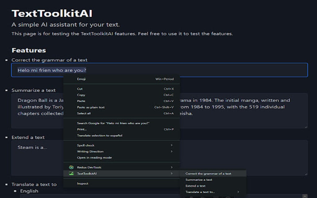 TextToolkitAI para Google Chrome - Extensión Descargar