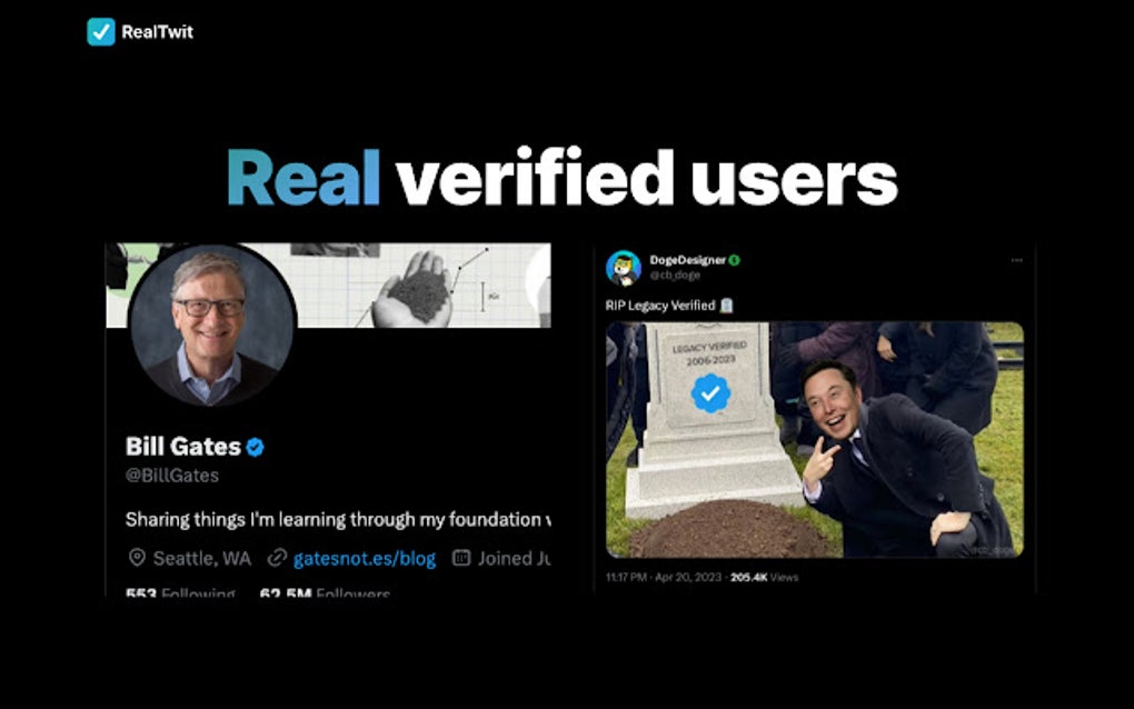 RealTwit - See Real Twitter Blue Checkmarks pour Google Chrome ...