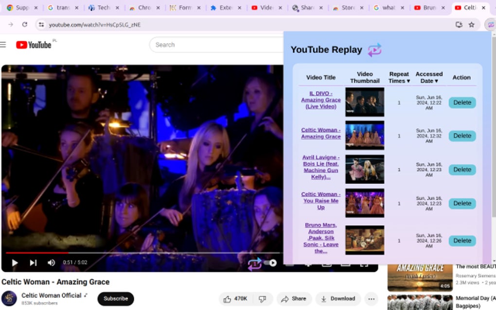 YouTube Replay Extension Google Chrome 용 - 확장 프로그램 다운로드