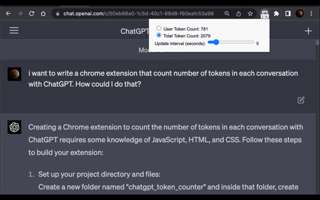 ChatGPT Token Counter pour Google Chrome - Extension Télécharger