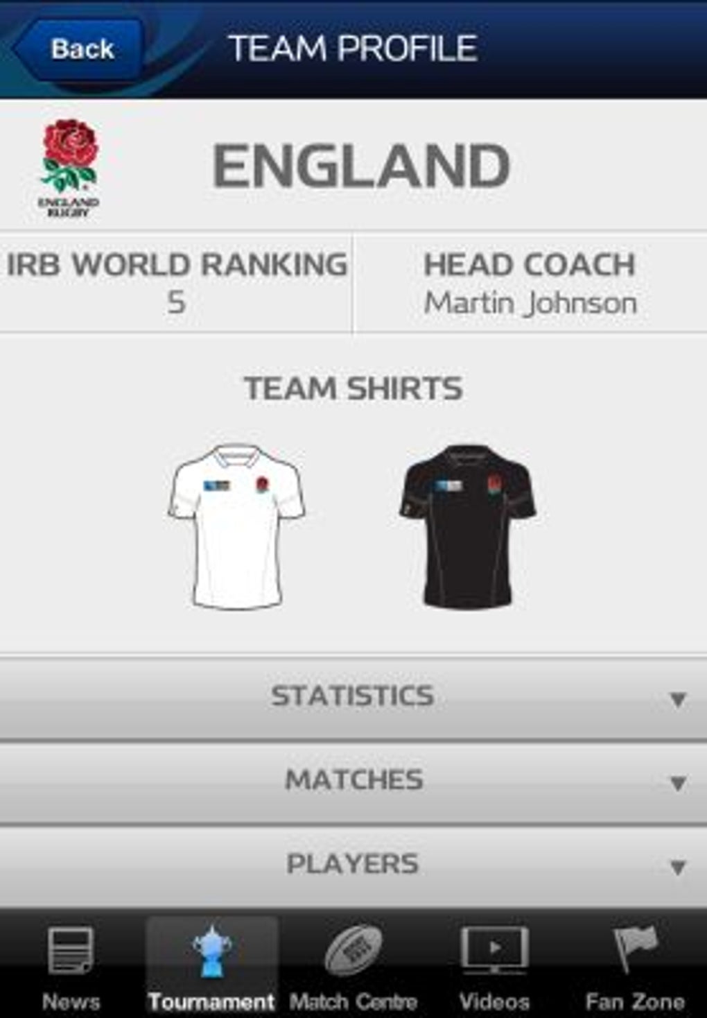 iPhone 용 Official Rugby World Cup 2011 App - 다운로드