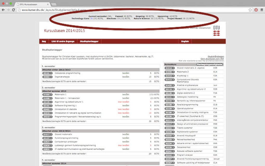 DTU CoursePlanner Accumulater for Google Chrome - Extension Download