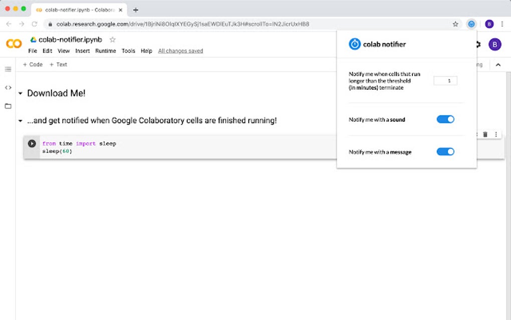Colab Notifier for Google Chrome - Extension Download