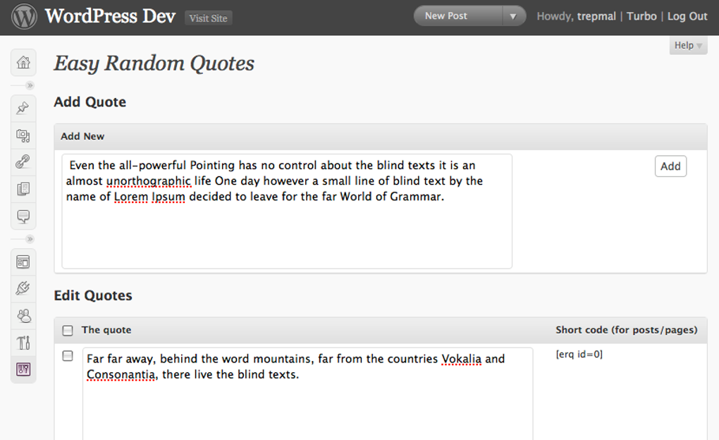 Easy Random Quotes for WordPress - Download