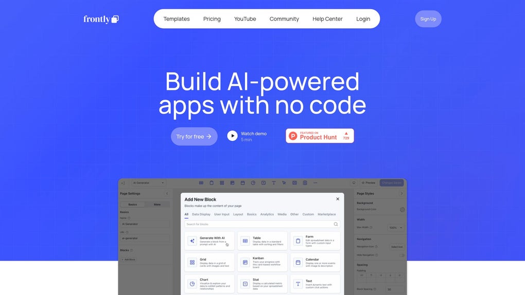 Frontly pour Codage IA: revue, fonctionnalités et cas d'utilisation