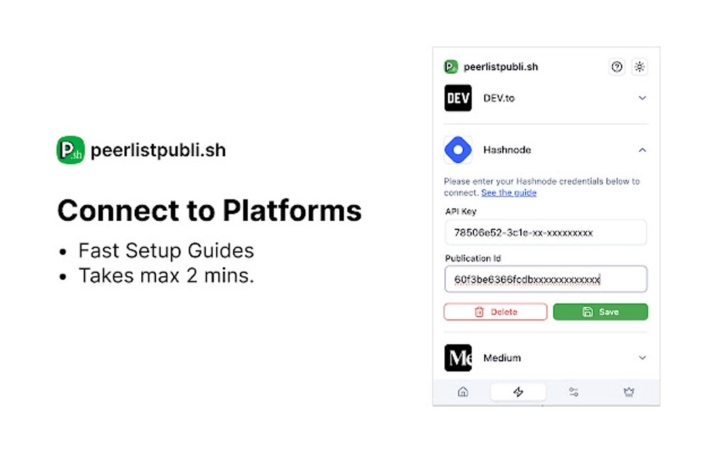 Peerlist Publish: Post across DEV.to, Hashnode, Medium & more para Google Chrome - Extensión ...