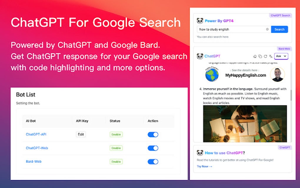 ChatGPT For Google Search pour Google Chrome - Extension Télécharger