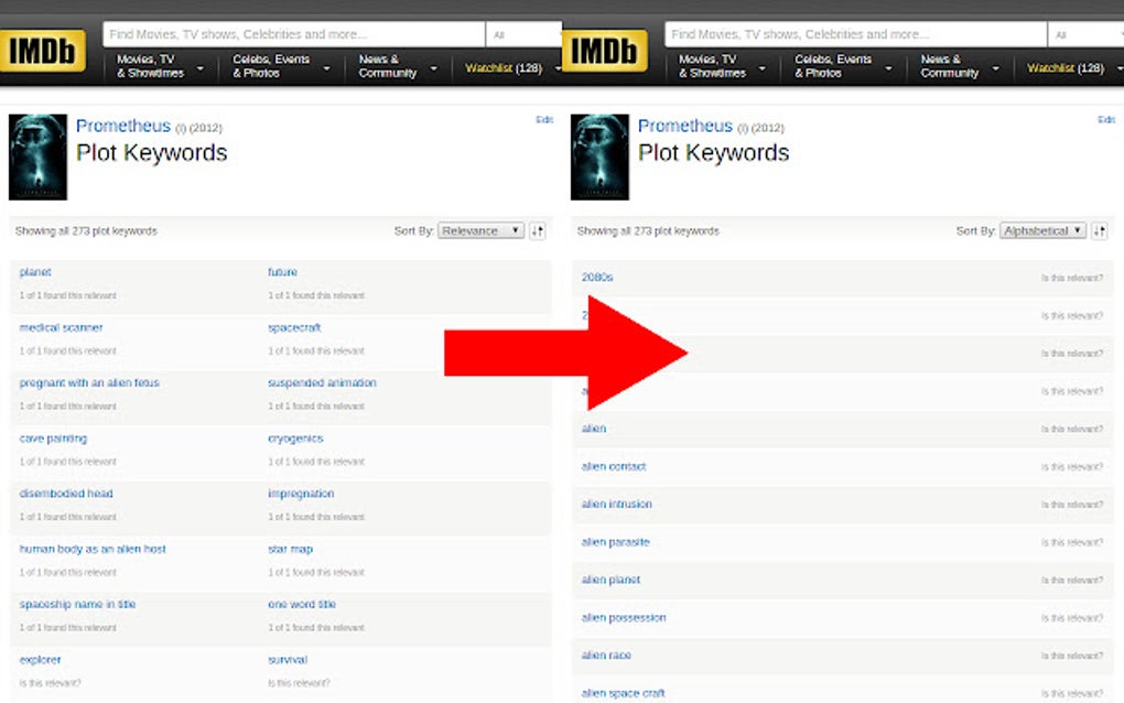 IMDb Plot Keywords Sorter for Google Chrome - Extension Download