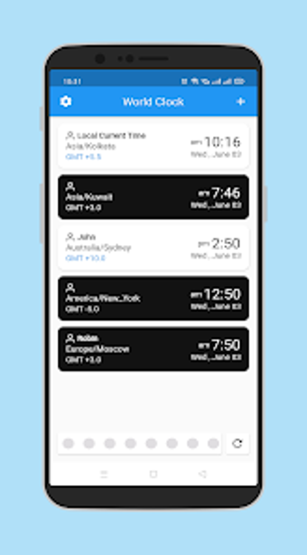 World Clock pour Android - Télécharger
