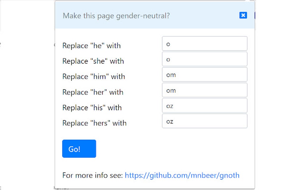 NoNoun: Gender Neutral 3rd Person Plug-In para Google Chrome ...