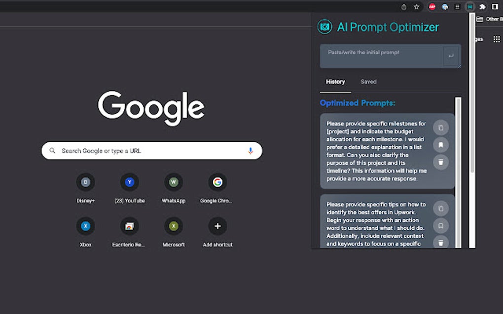 AI Prompt Optimizer Google Chrome 용 - 확장 프로그램 다운로드