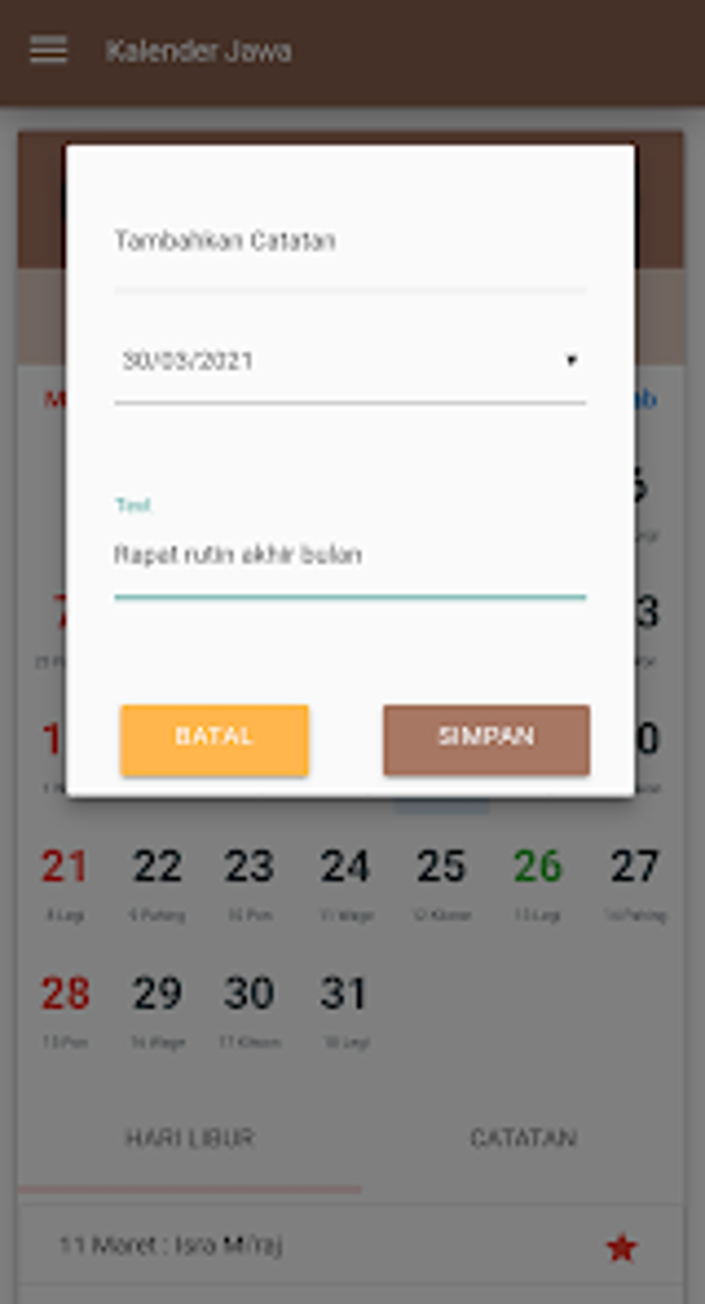 Kalender Jawa Lengkap para Android - Descargar